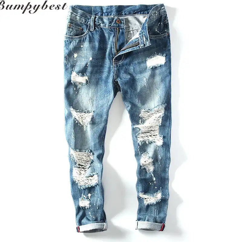 Venta > vaqueros anchos rotos hombre > en stock