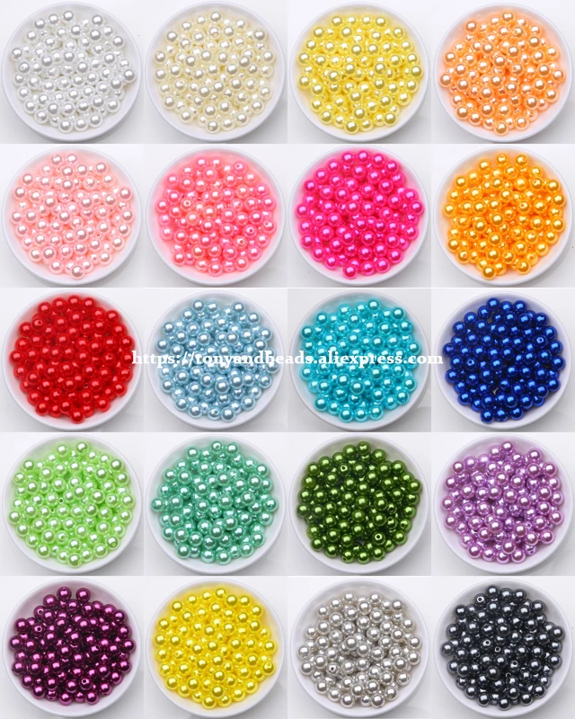 Acrylic Imitation Pearl Round Ball Spacer Beads 4 6 8 10 12MM Pick Size ...