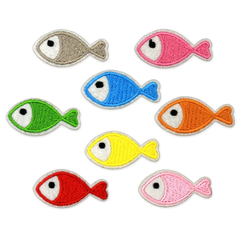 Fish Iron Patches For Clothing Sticker Fabric Embroidered Patch Iron On ...