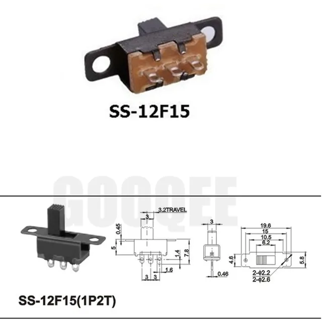 20個ss 12d00スライドスイッチスライドギア変動バンド2/3ファイルシングル二重水平ミニ水平電源