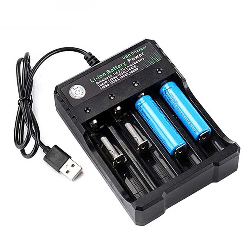 Usb 18650 Battery Charger Black 4 Slots Ac 110v 220v Dual For 18650 ...