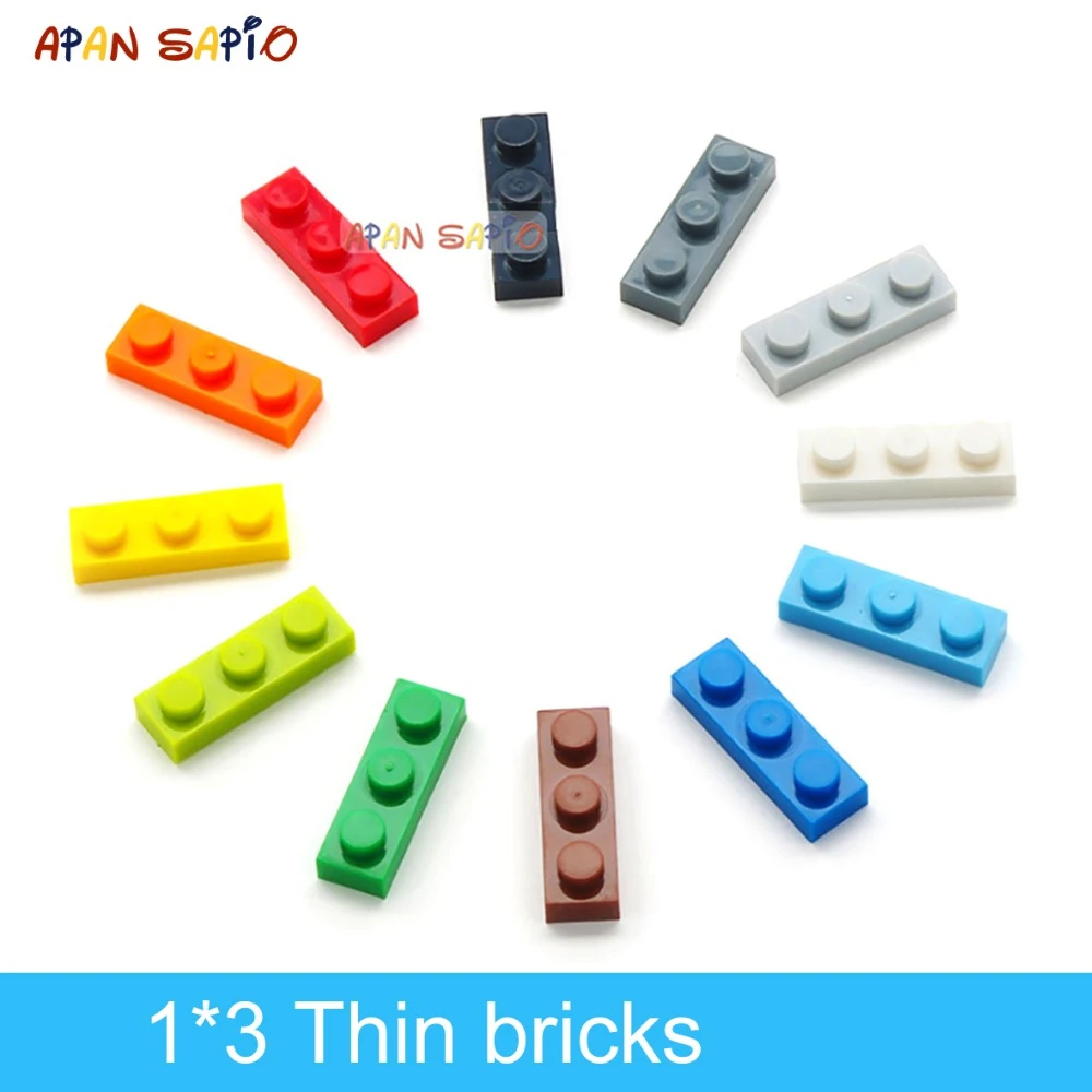 160pcs DIY Building Blocks Thin Figures Bricks 1x3 Dots 12Color ...