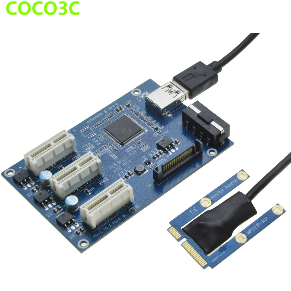 Mini PCIe 1 a 3 ranuras PCI express 1X Tarjeta Vertical adaptador Mini ...