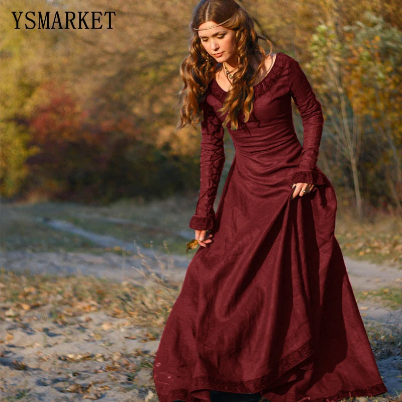 Ysmarket Classical Middle Ages Style Women Long Dress Central Europe ...