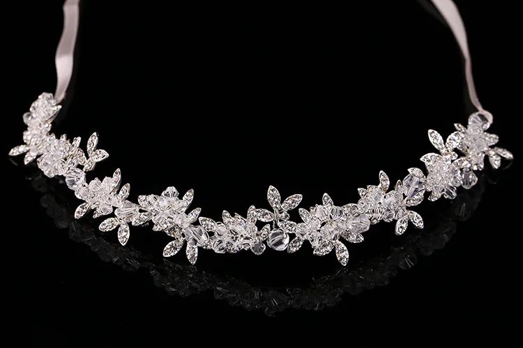 Crystal Rhinestone Satin Ribbon Tiara Crown Headband Wedding Hair