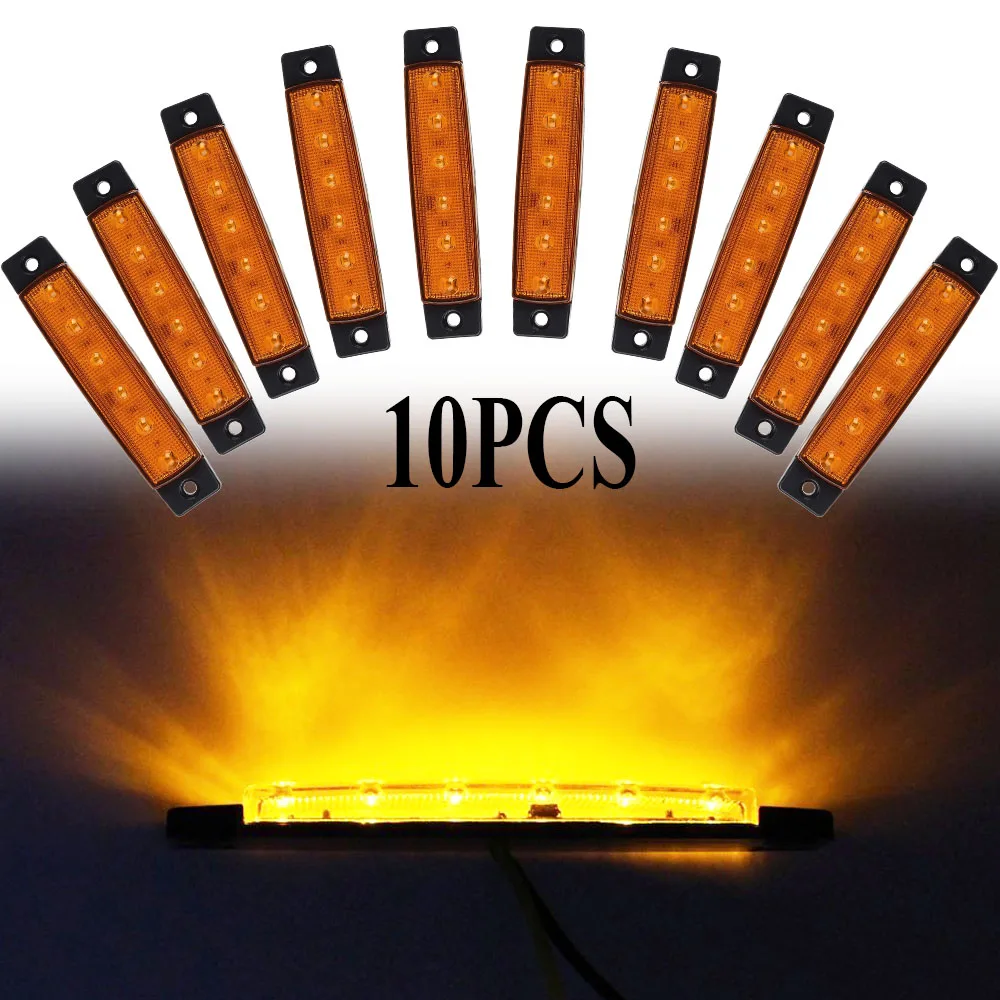 10x Waterproof 6 LED Amber Clearence Car Truck Bus Lorry Trailer Side ...