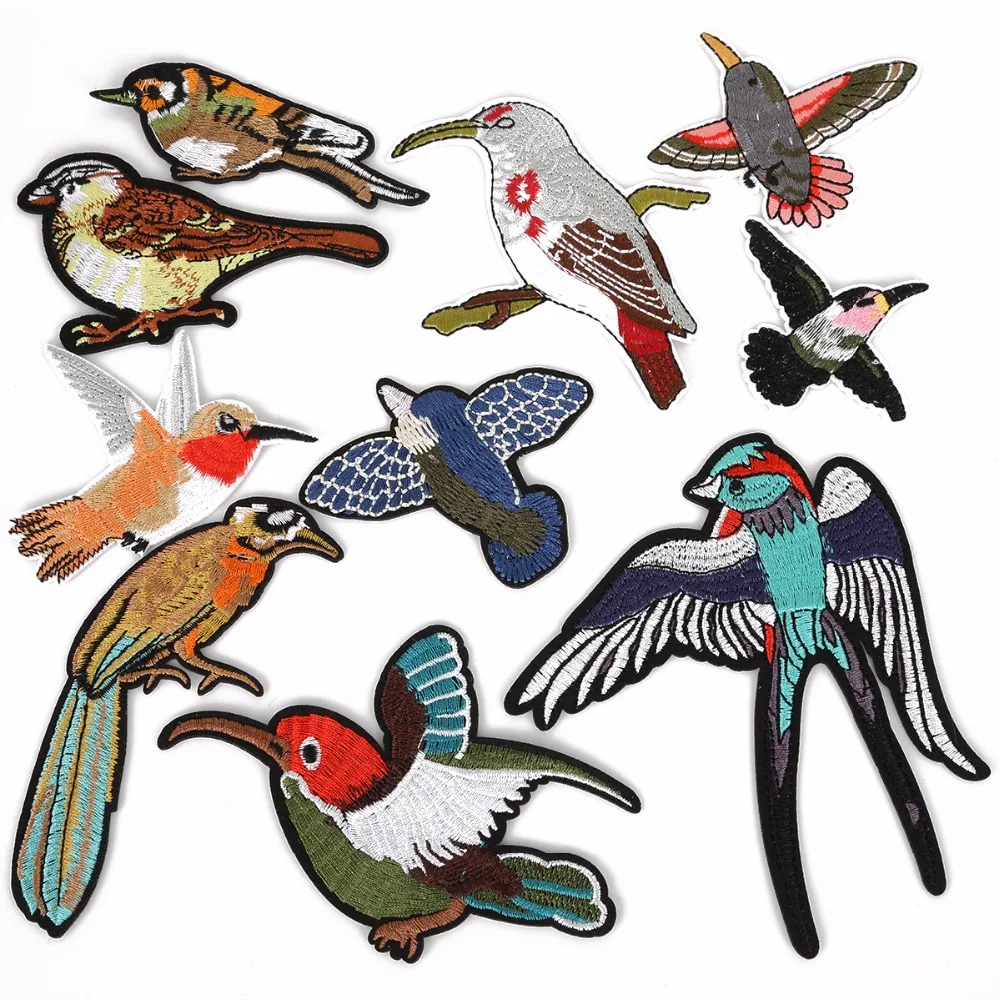 Bird Iron On Embroidered Patches Appliques Fabric Badges Sticker Motif