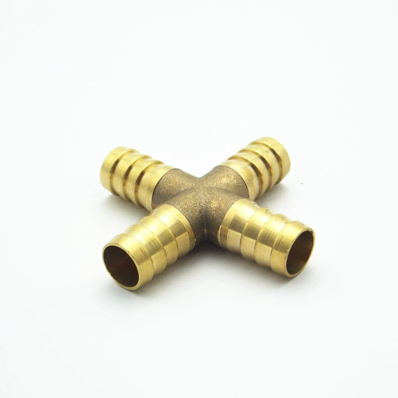 4mm Hose Barb 4 Way Brass Cross Pipe Fitting Adapter Coupler Connector ...