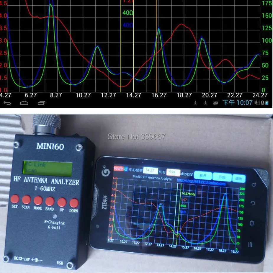 2015 Mini60 HF ANT SWR Antenna Analyzer Meter + Bluetooth Android & PC Software|software ...