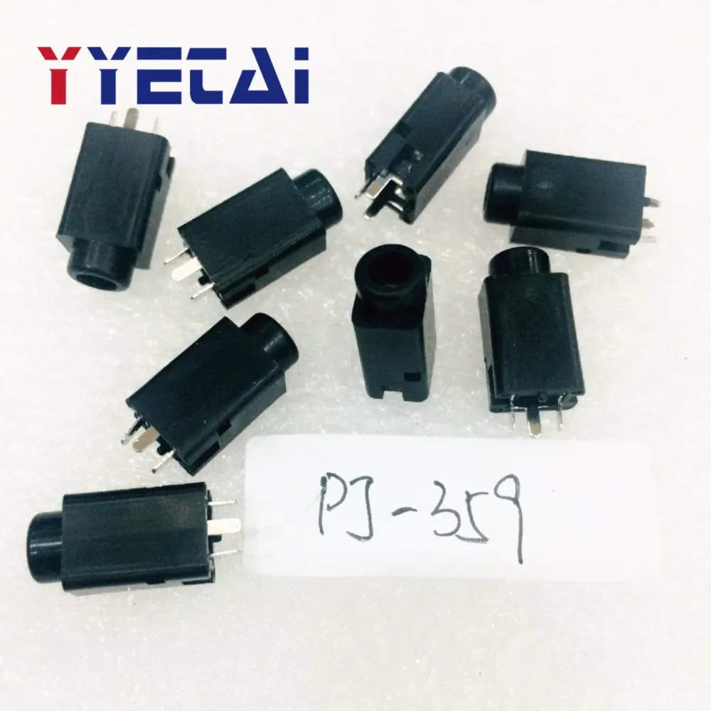 3.5MM audio jack PJ 359 3 pin in line headphone jack female PJ359 black ...