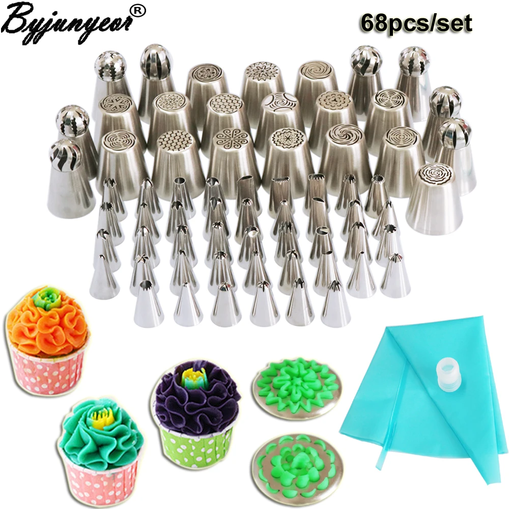 68PCS/set Russian Spherical Ball +Russian Nozzles Flower Piping Tips ...