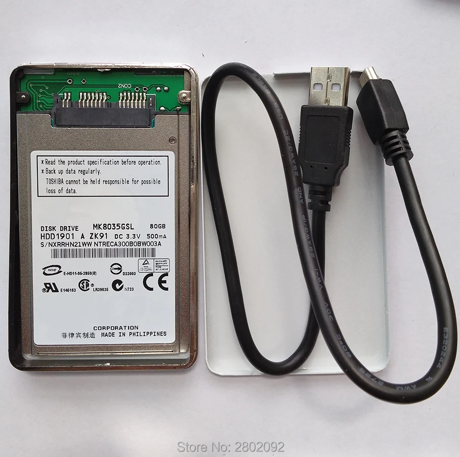 NEW 80GB HDD 1.8" MicroSATA MK8035GSL AND A mobile hard disk box FOR HP ...