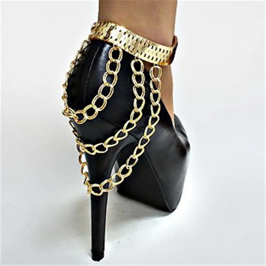New Products heavy metal Anklet high heeled shoes shoes chain tassel ...