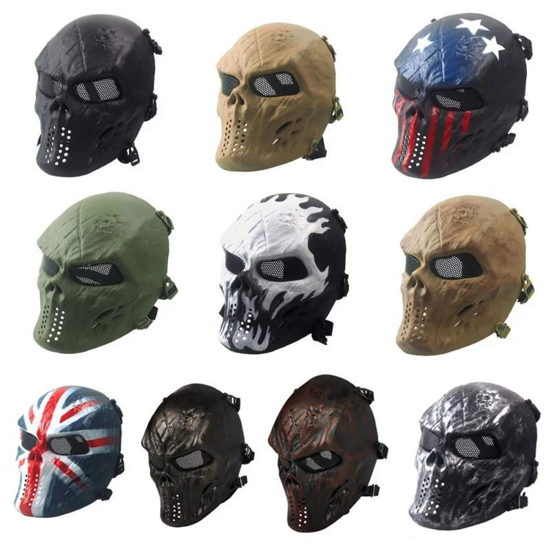 Halloween Skull Skeleton Full Face Mask Party Army Games Eye Shield ...