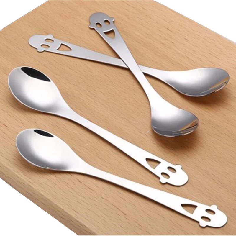 Stainless Steel Smiley Face Coffee Spoon Dessert Pudding Ice Cream ...