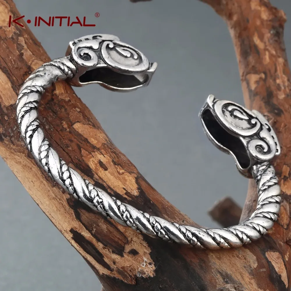 Kinitial Vintage Open Fenrir Dragon Viking Bracelets Bangles For Men ...