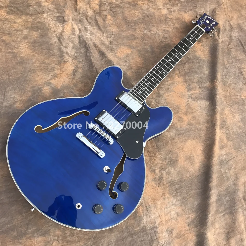 New custom guitar, jazz electric guitar, dark blue guitar, free ...