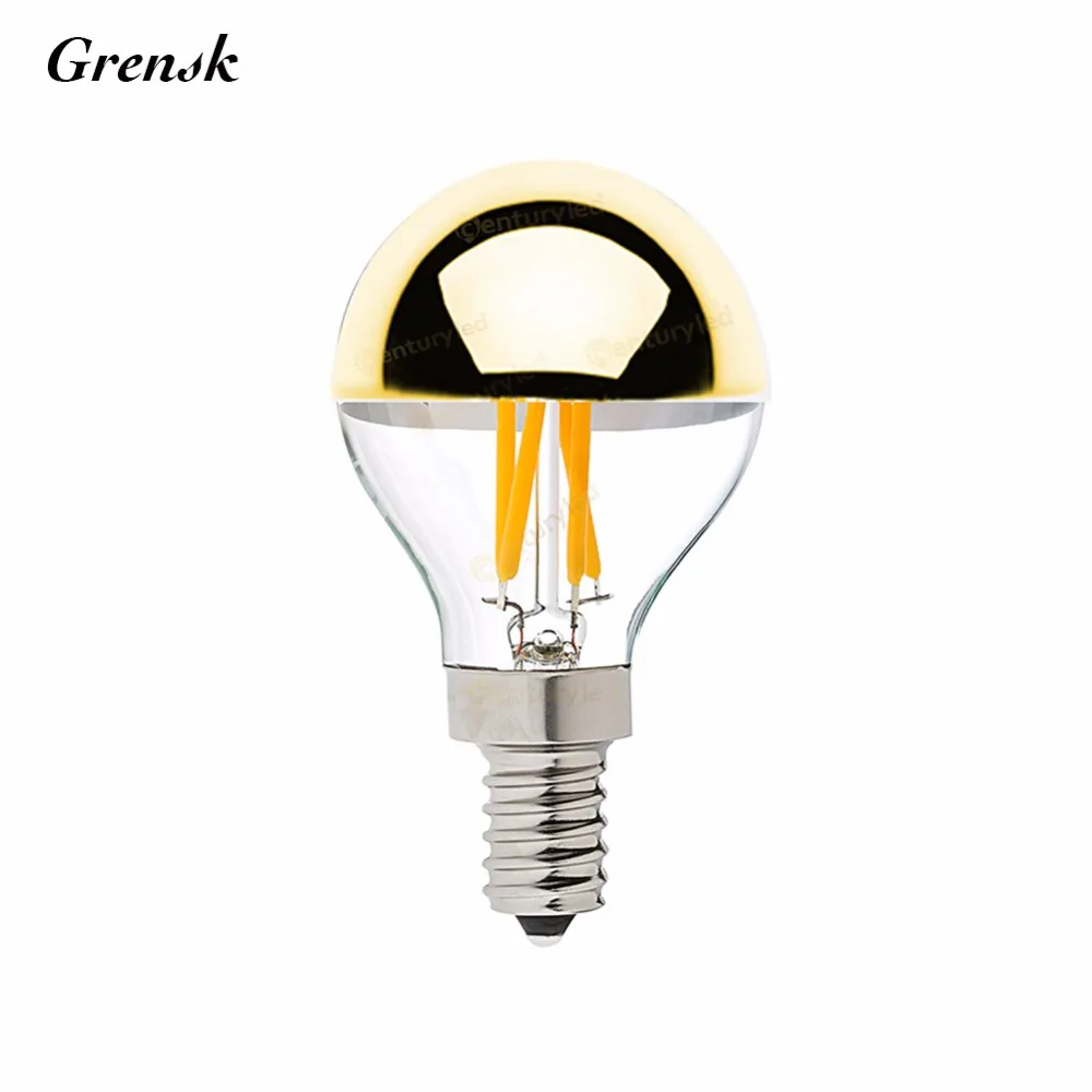 Gold Mirror,G45 Globe LED Filament Bulb,4W,E12 E14 Base,Warm white ...