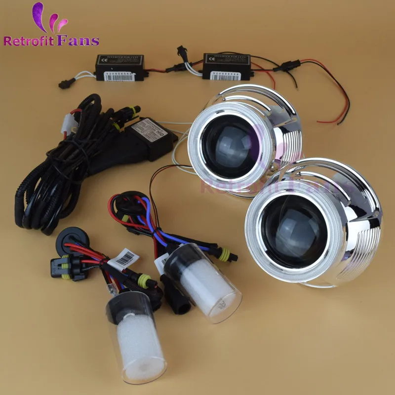 2.5'' 35W AC CCFL Angel Eyes Halo HID Bixenon Projector Headlight Lens Xenon Headlamp Lenses ...