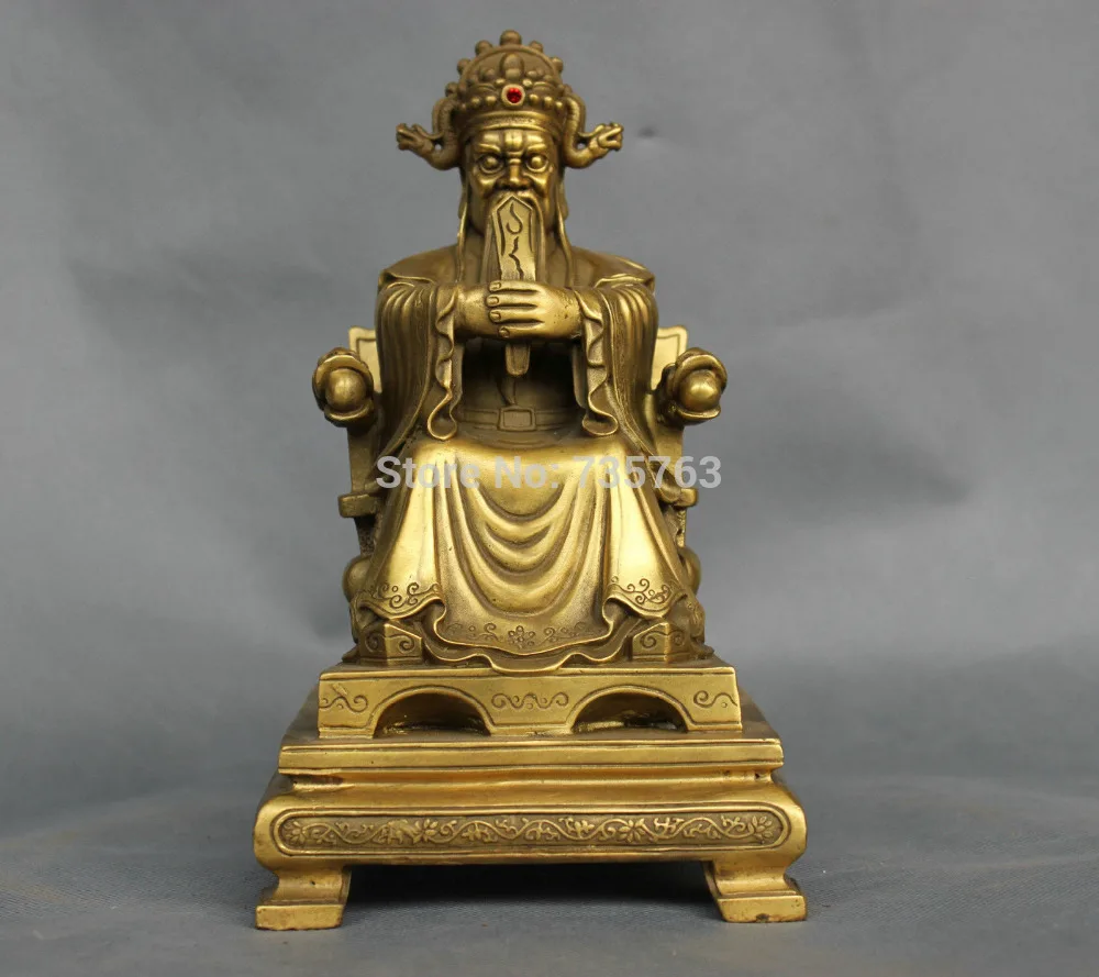 001300 9'' China Taoism God Of Luck Mammon Seated Bronze Statue|god|god ...