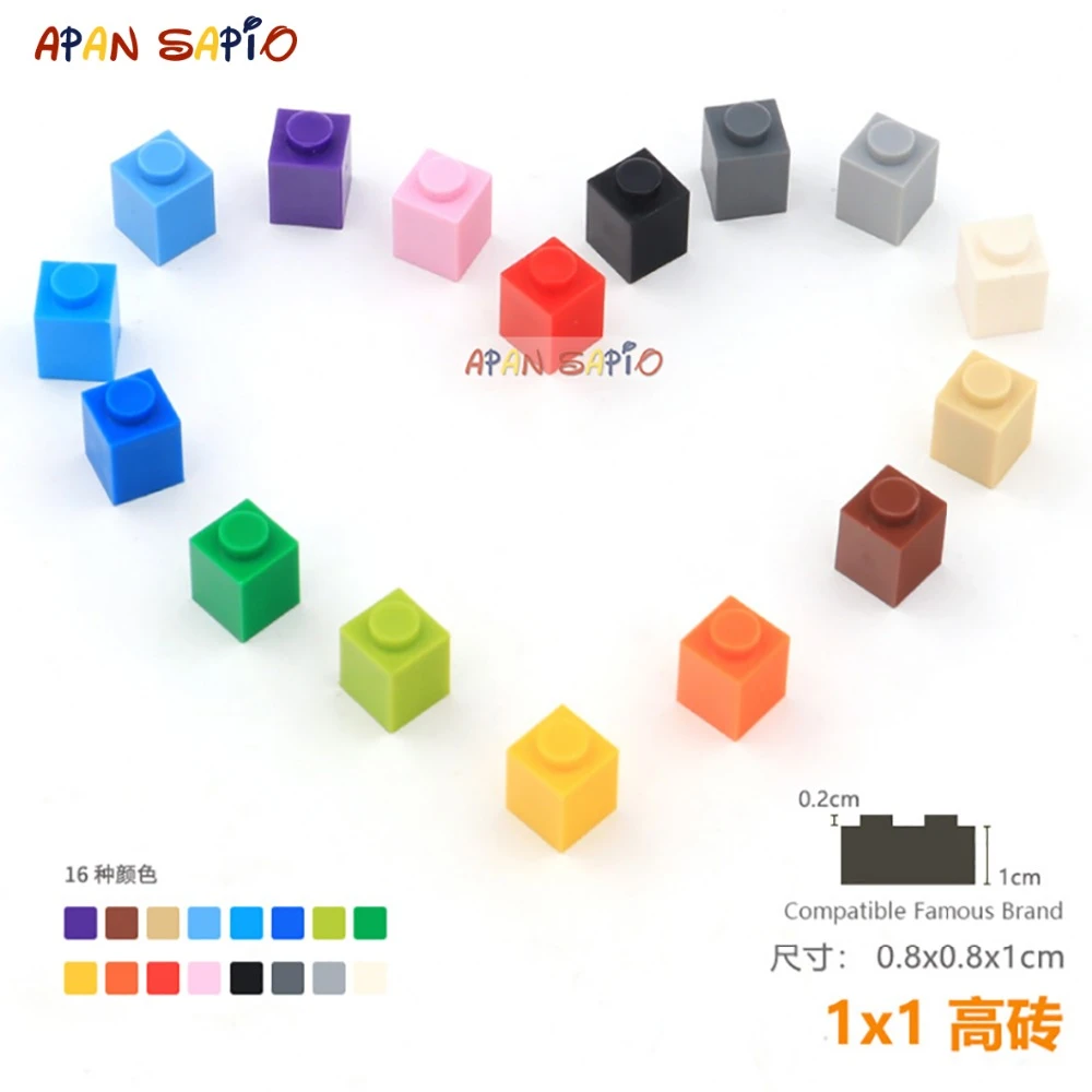 50pcs/lot DIY Blocks Building Bricks Thick 1X1 Educational Assemblage ...