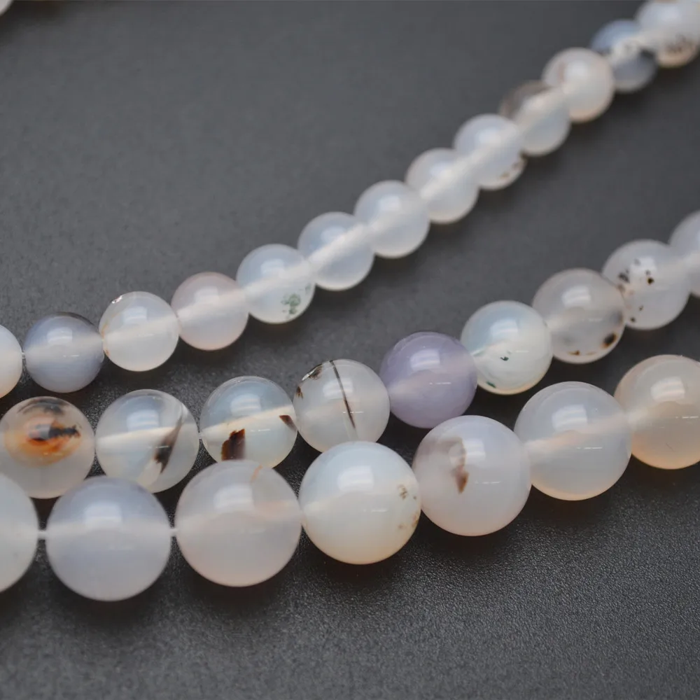 Natural Ocean Chalcedony White Gray Agate Stone Round Beads 6mm 8mm ...
