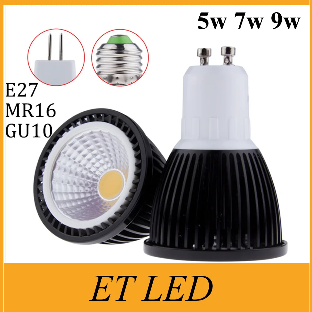 Mr16 Gu10 E27 Cob Dimmable Spotlight 5w 7w 9w Led Bulb Ac 220v 110v 12v