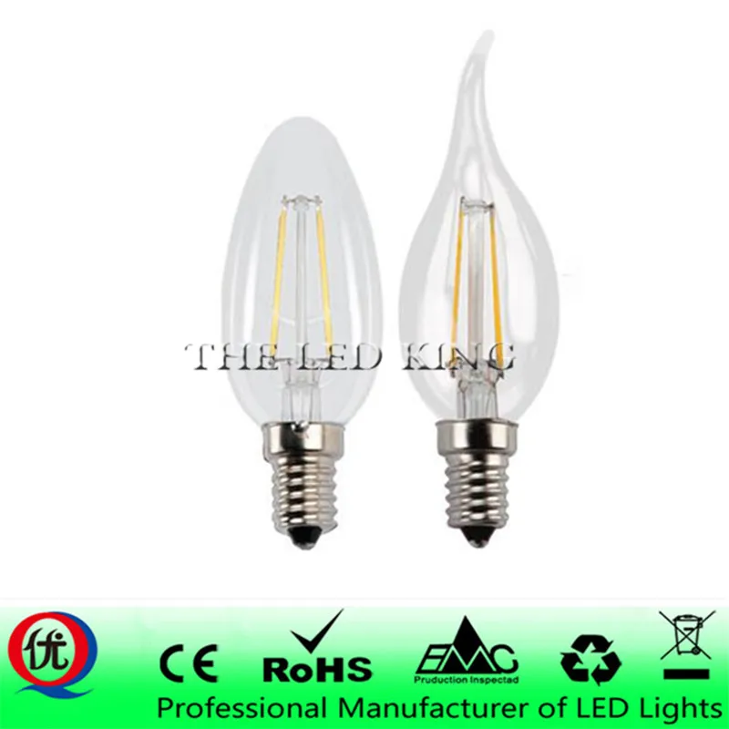 E14 Led Filament C35 Lamp C35l Dimmable Glass Candle Bulb 220v 4w 8w ...