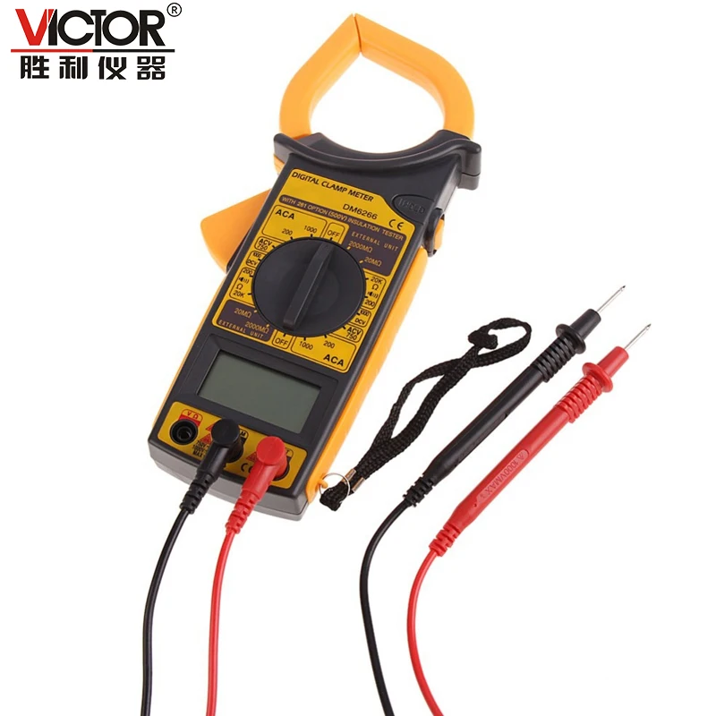 Victor DM6266 AC/DC Digital Clamp Electronic Tester Meter Tool 200A ...