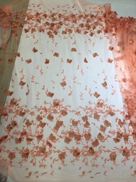Nova moda 3D flor laço material bordado tecido de renda líquida Francês ...