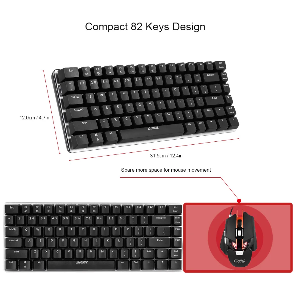 AJAZZ AK33 Linear Action Mechanical Keyboard Gaming E-sport Keyboard 82 ...