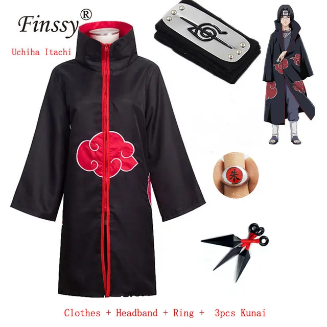 Buy Naruto Akatsuki Uchiha Itachi Full Cosplay Costume Men Women ...