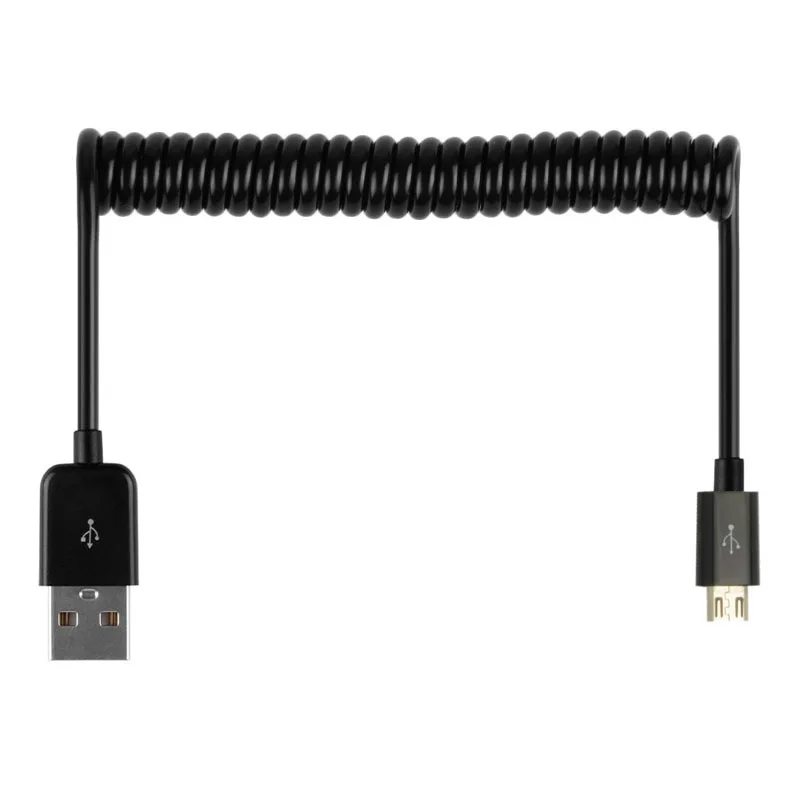Cabo espiral enrolado usb 2.0 a macho para micro usb b 5 pinos ...