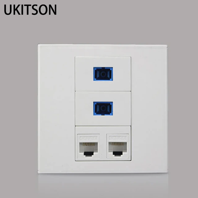 Two Port SC Optical Fiber With CAT5E RJ45 Internet Module Wall Panel ...