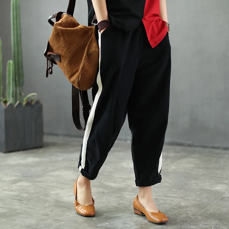 Buy Spring Pants Women Retro Loose Corduroy Trousers New Female Elastic Waist
