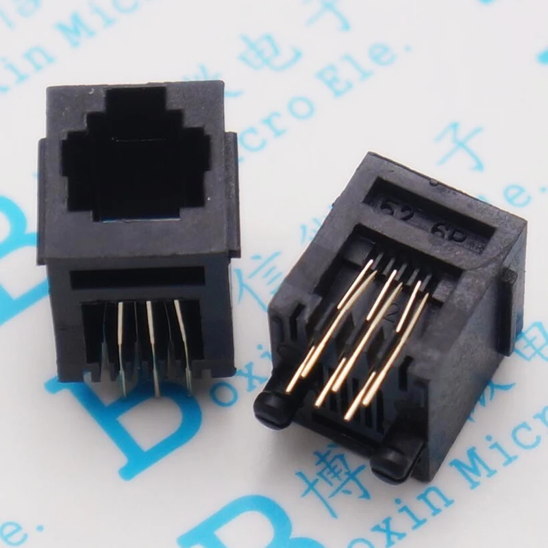 Vertical RJ11 Socket 52 6P6C RJ12 Telephone Socket 6 Pin Crystal Head ...
