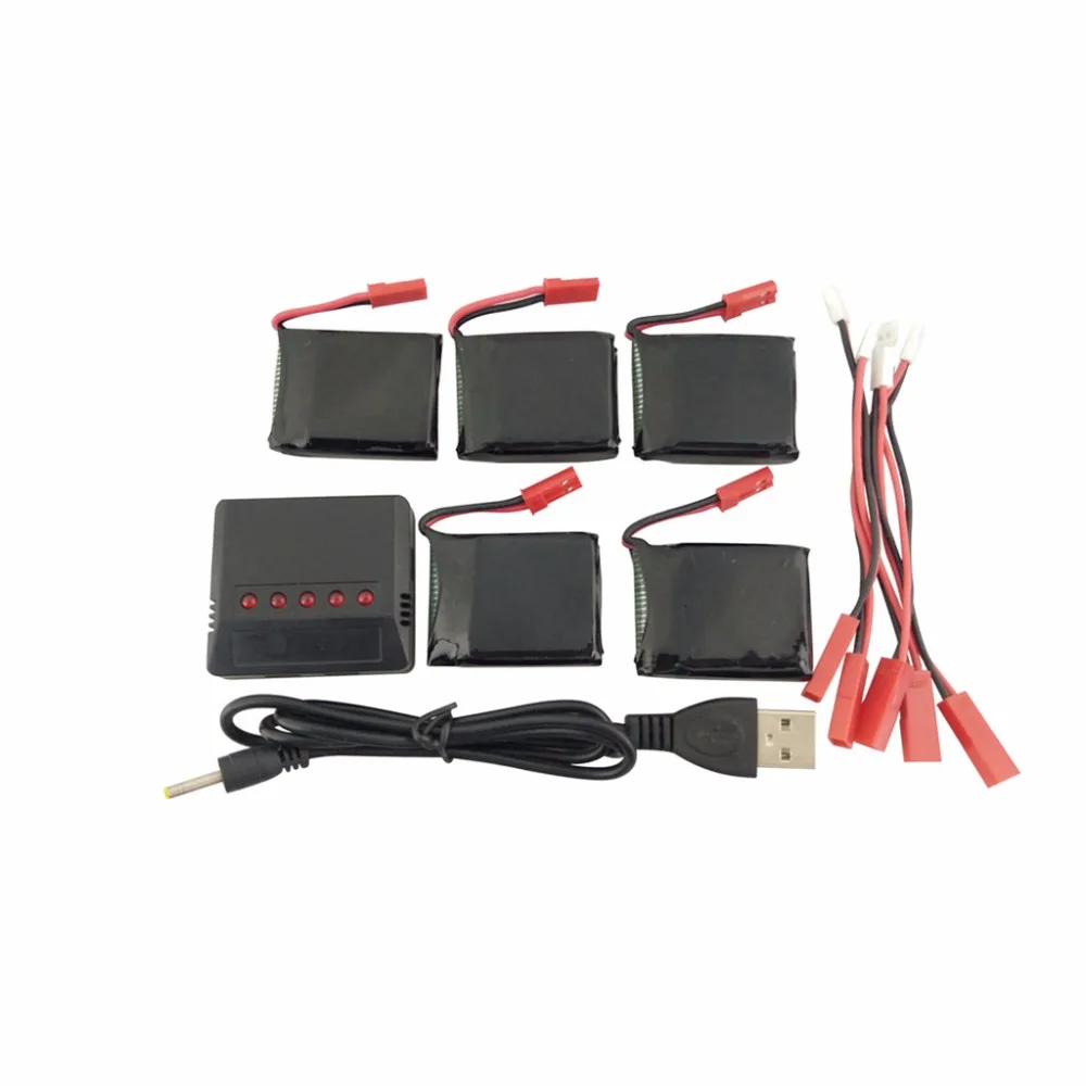 5PCS3.7V 650mAh LiPo Batteries JST connector and 5 in 1 Battery Charger ...