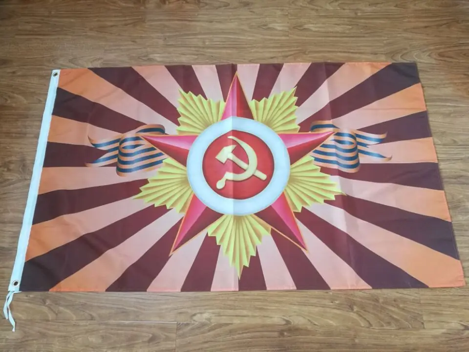 free shipping 3x5FT Victory Day Flag Polyester Russian USSR Soviet ...