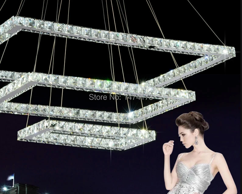 Square Led Modern Crystal Chandelier