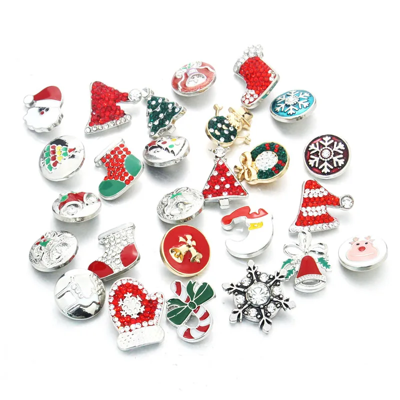 Wholesale Christmas 10pcs/lot Mixed 18mm snap button jewelry Metal ...