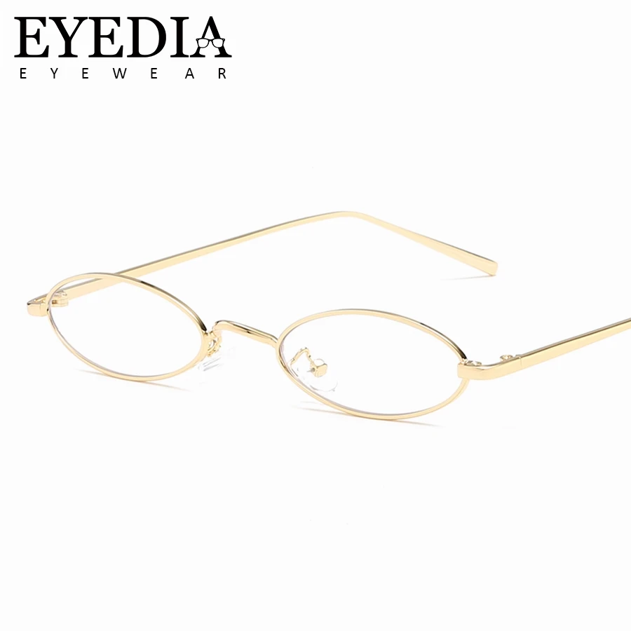 New Unisex Decorative Small Oval Golden Silver Glasses Frames With Clean Lens Spectacles