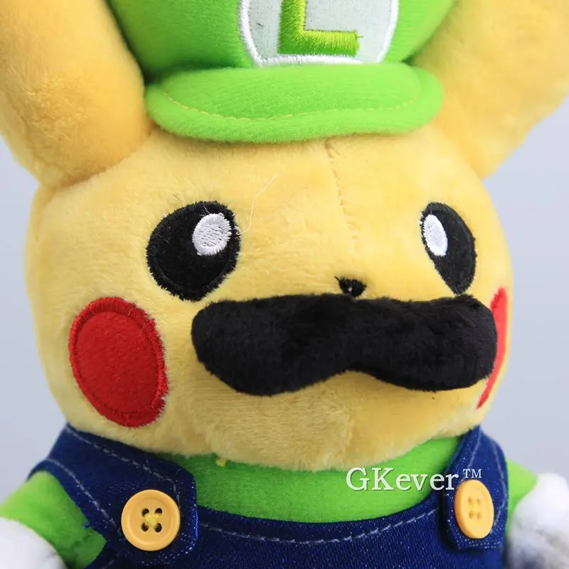 Super Mario Bros Luigi Pikachu Plush Dolls Pikachu Cosplay Luigi ...