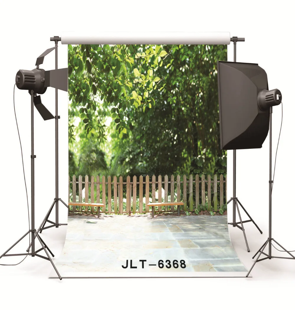 Fabric Cloth Custom Photography Backdrops Spring Sunshine Tree Fence ...