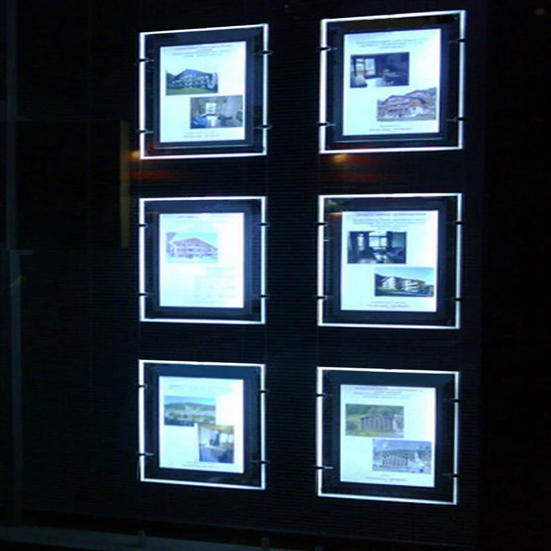 (4unit/Column) A4 Double Sided Hanging Advertising LED Magnetic Light ...