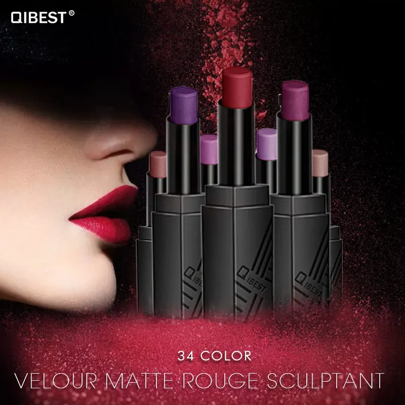 Qibest couleurs Sexy Nude mat rouge à lèvres étanche lèvres hydratant ...