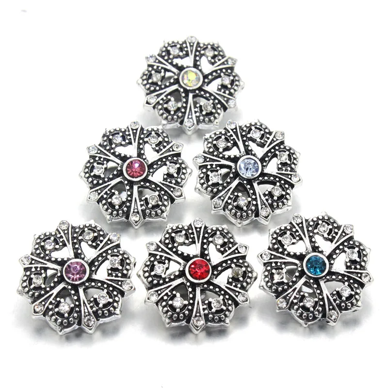 10PCS/Lot 6 Colors Round DIY Crystal Rhinestones Birthstone 18mm Snap ...
