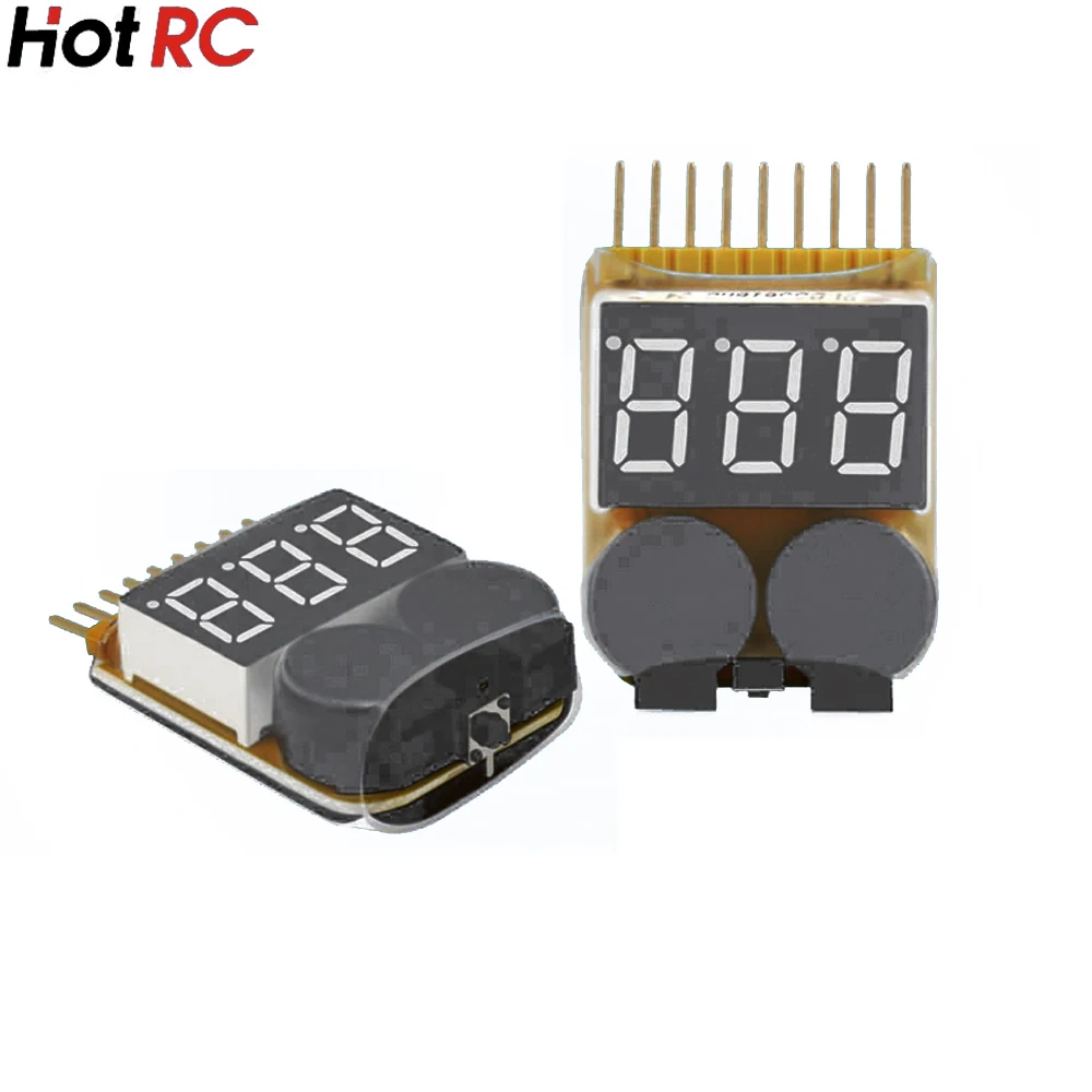 1 / 2 / 5 /10pcs HotRc 1-8S LED Low Voltage Buzzer Alarm Lipo Voltage ...