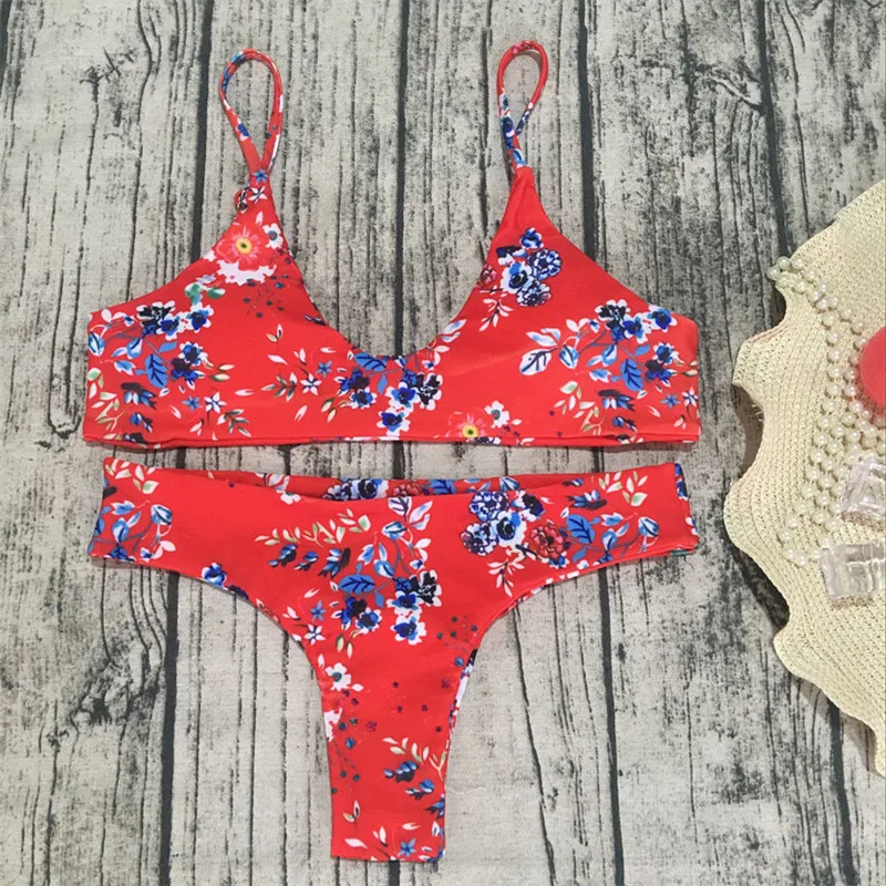 2018 Sexy Bikini Red Swimsuit Bikinis Set Bathing Suit Women Female ...