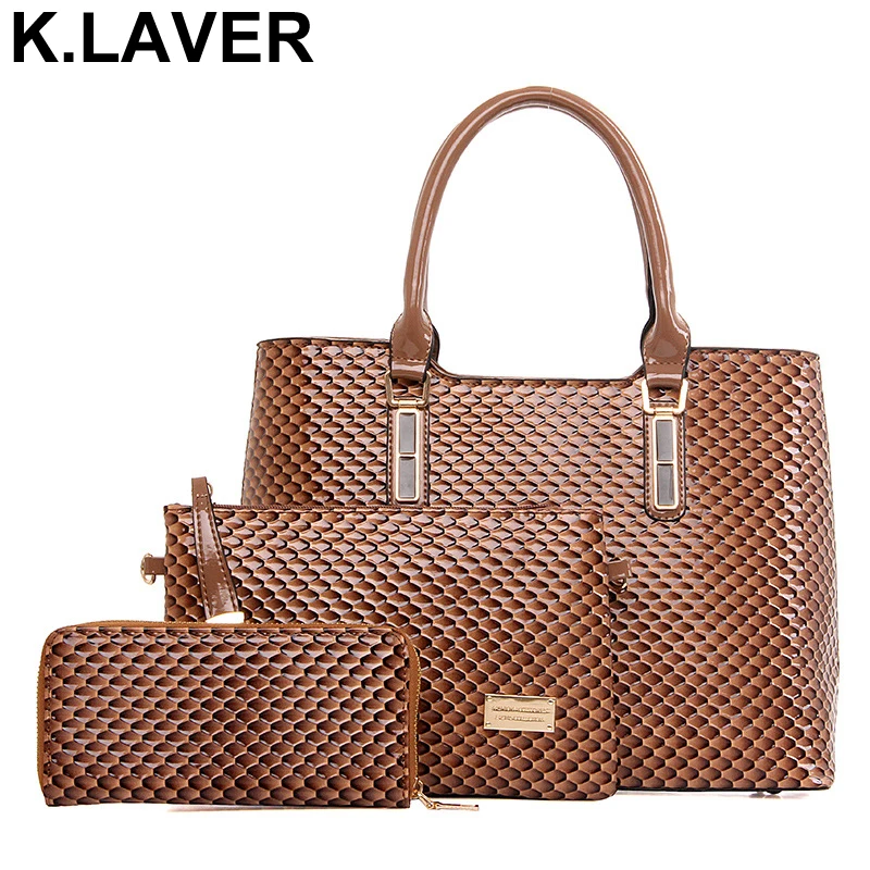 K.LAVER 3pcs Leather Bags Handbags Women Famous Brand Shoulder Bag ...