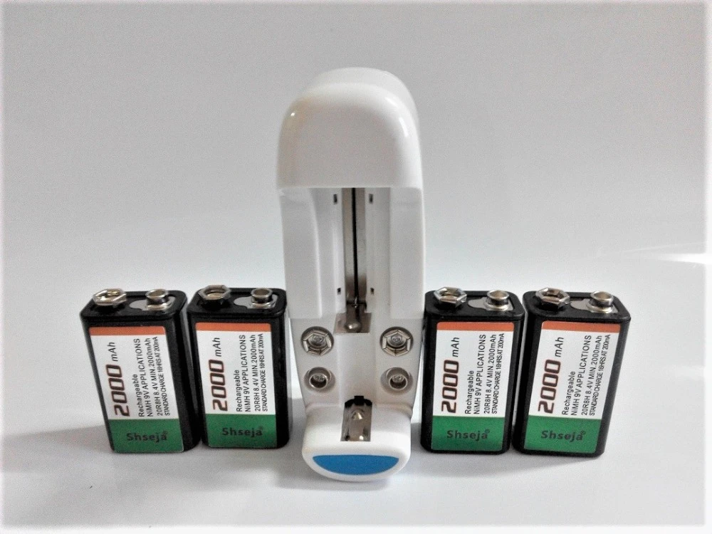 4pcs Shseja 2000mah 9v Rechargeable Battery Nimh Battery + Universal 9v ...